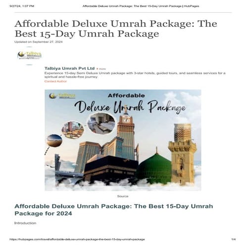 Affordable Deluxe Umrah Package - The Best 15-Day Umrah Package for 2024. | PDF