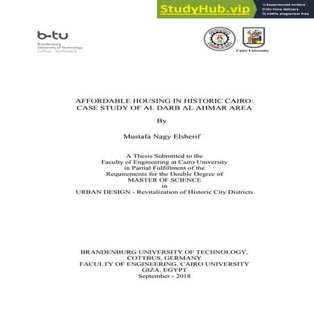 AFFORDABLE HOUSING IN HISTORIC CAIRO CASE STUDY OF AL DARB AL AHMAR ...