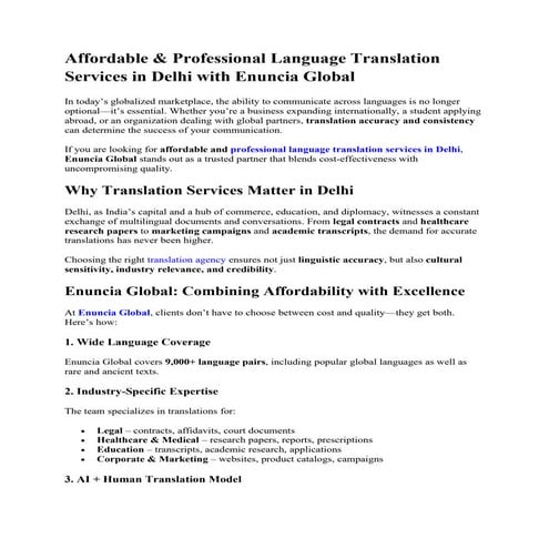 Affordable & Professional Language Translation Services in Delhi with ...