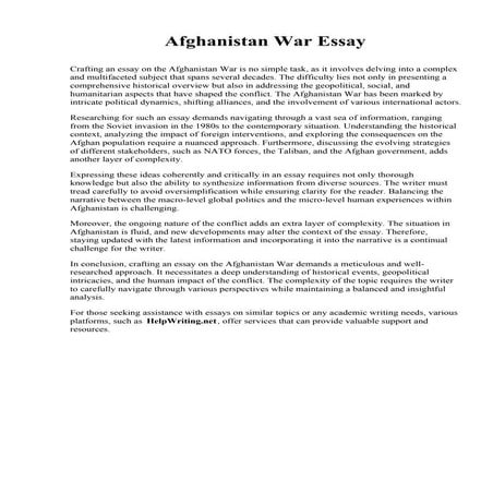 Afghanistan War Essay. The Pennsylvania State University | PDF