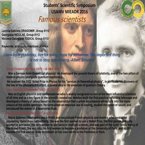 Famous scientists | PPT