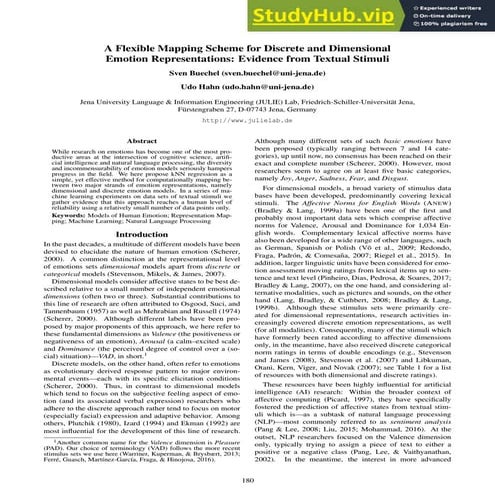 A Flexible Mapping Scheme For Discrete And Dimensional Emotion Representations | PDF ...