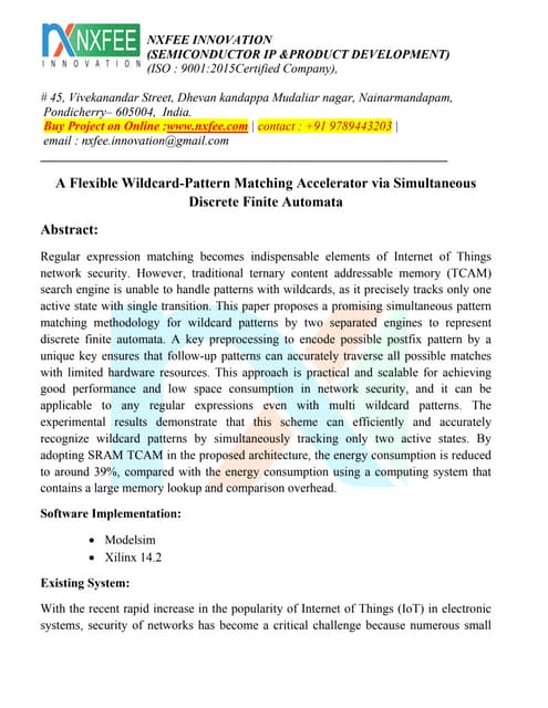 A Flexible Wildcard Pattern Matching Accelerator Via Simultaneous Discrete Finite Automata Pdf