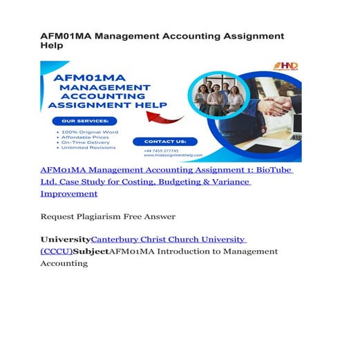 AFM01MA Management Accounting Assignment Help.docx