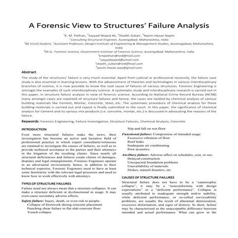 A forensic view to structural failure analysis article | PDF