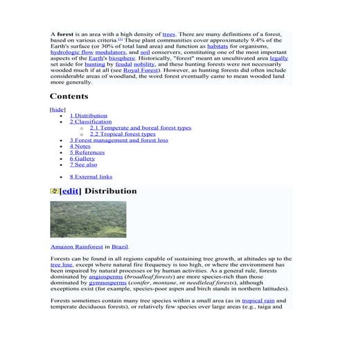 A forest is an area with a high density of trees | DOC