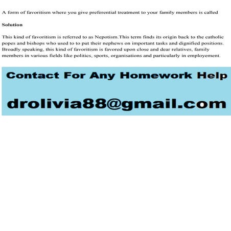 A form of favoritism where you give preferential treatment to your f.pdf