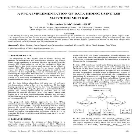 A Fpga Implementation Of Data Hiding Using Lsb Matching Method Pdf