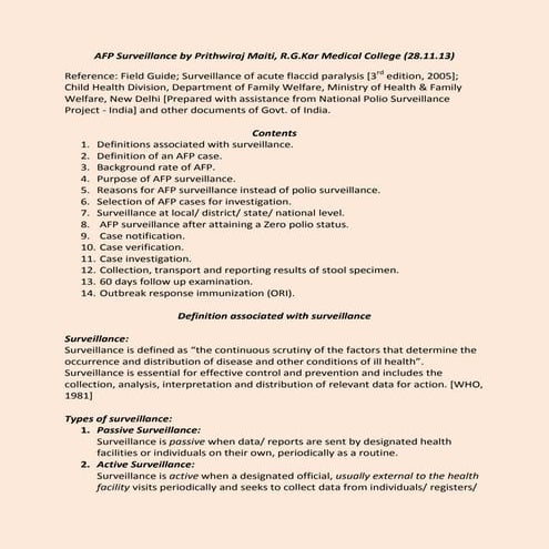 AFP Surveillance (For Undergraduates) | PDF