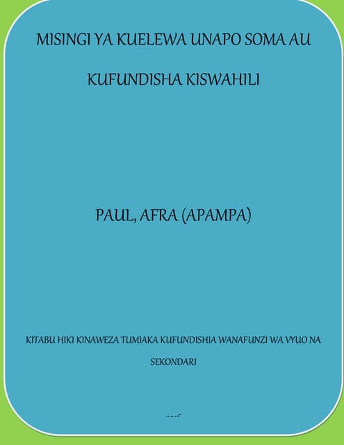 Lahaja za kiswahili kwa ujumla | PDF