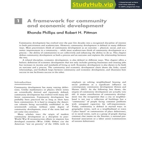 A Framework For Community And Economic Development | PDF