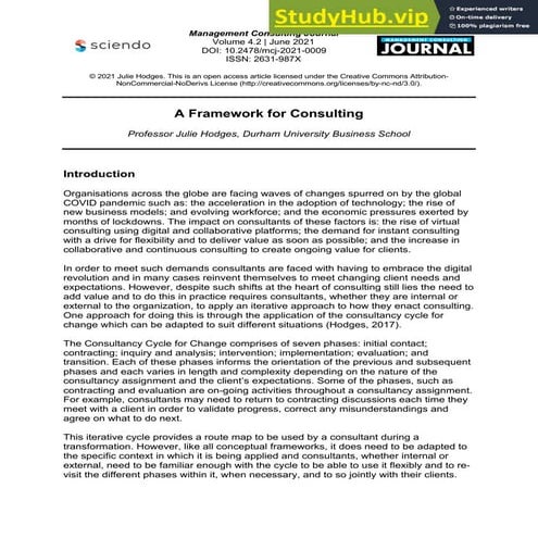 A Framework For Consulting | PDF