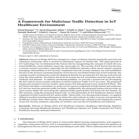 A Framework For Malicious Traffic Detection In Iot Healthcare Environment Pdf