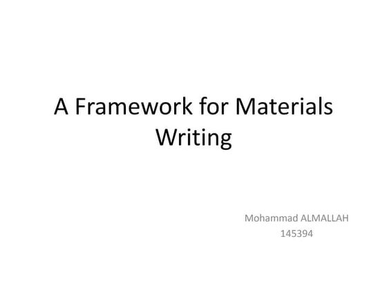MATERIALS' DEVELOPMENT BY BRIAN TOMLINSON | PPT