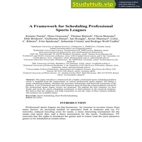 A Framework For Scheduling Professional Sports Leagues | PDF