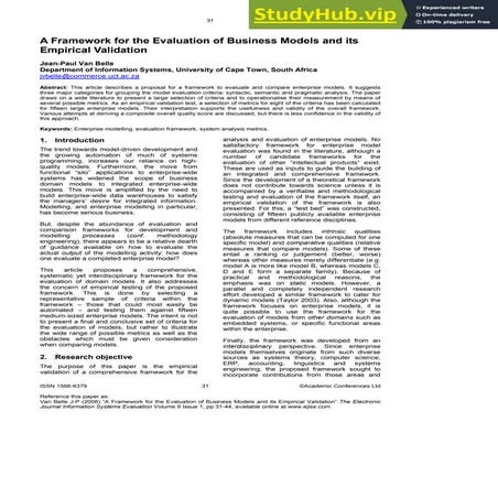 A Framework For The Evaluation Of Business Models And Its Empirical ...