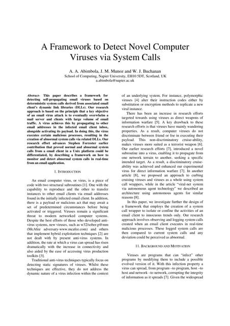 Analysis and detection of computer viruses and worms | PDF
