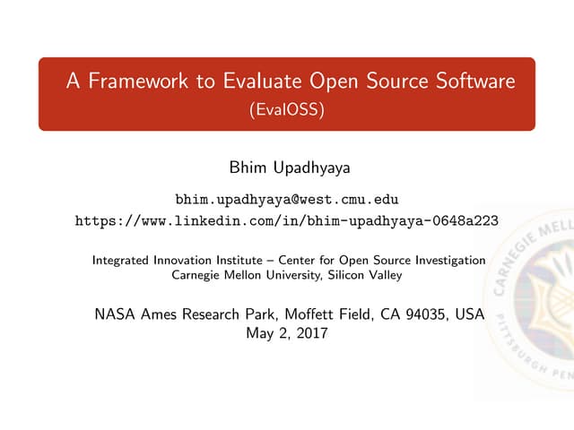 Evaloss A Framework To Evaluate Open Source Software Ppt