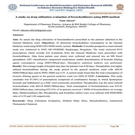 A study on drug utilization evaluation of bronchodilators using DDD method | PDF