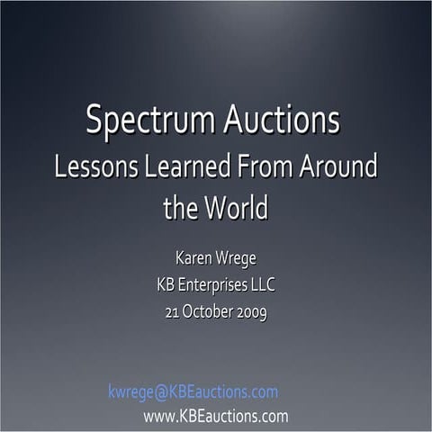 Spectrum Auctions: Lessons from Around the World | PPTX