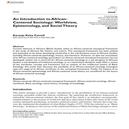 An Introduction to African Centered Sociology: Worldview, Epistemology ...