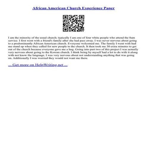 African American Church Experience Paper | PDF