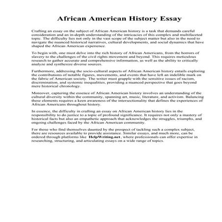 African American History Essay. Texas Tech University | PDF