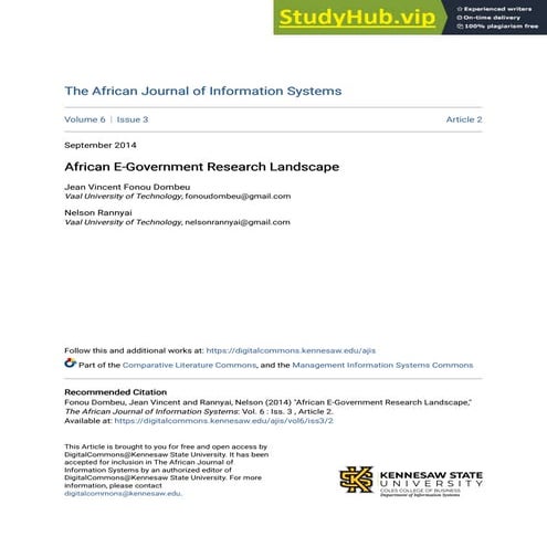African E-Government Research Landscape | PDF