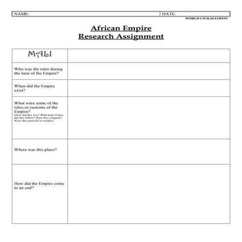 African Empires Research Template | DOC