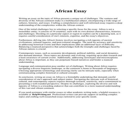 African Essay. University of Wisconsin-Milwaukee | PDF