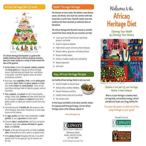 African Heritage Diet Brochure | PPT