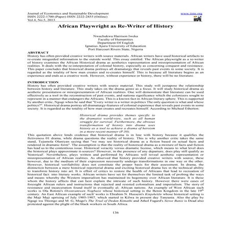 African playwright as re writer of history | PDF