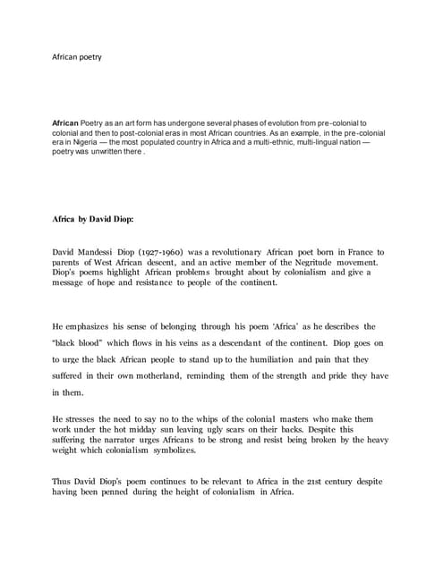AFRICA, MY AFRICA BY DAVID DIOP.pptx