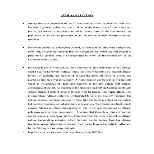 Caribbean Studies African retention | DOCX