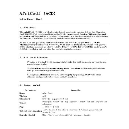The AfriCedi White paper (Project v1 2025) | PDF