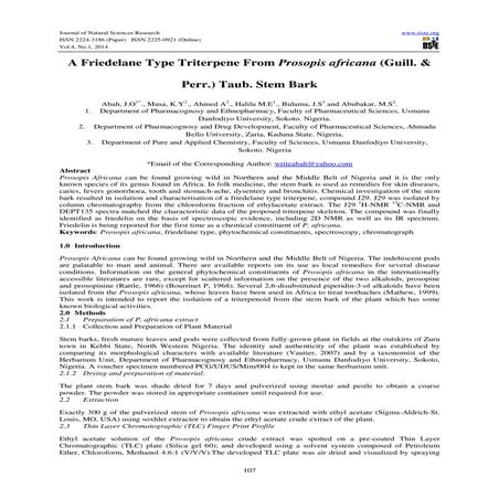 A friedelane type triterpene from prosopis africana | PDF