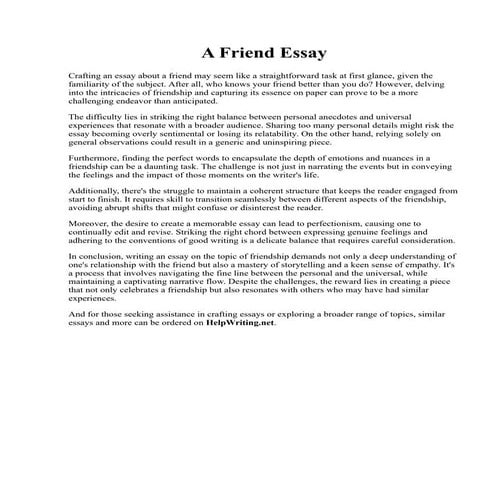 A Good Friend Essay | PDF