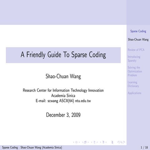 A Friendly Guide To Sparse Coding | PDF
