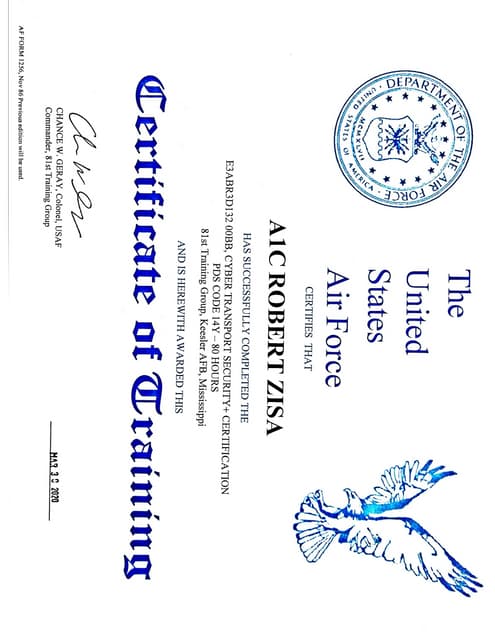 Air Force Cyber Transport Systems Certificate | PDF