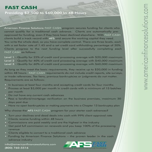 AFS Fast Cash - Overview | PDF