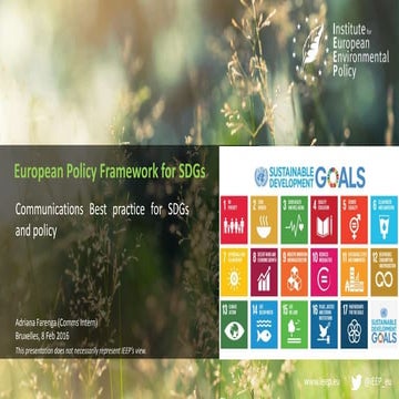 European Policy Framework for SDGs: Communication best practice for SDGs and policy | PPT