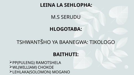 Tswalo ya tsatsi AFT 220_PEGO_NONWANE YA PHETELETSANNETE .pptx