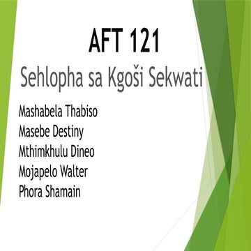 Sehlopha sa Kgoši Sekwati AFT 121 Groenkloof | PPTX