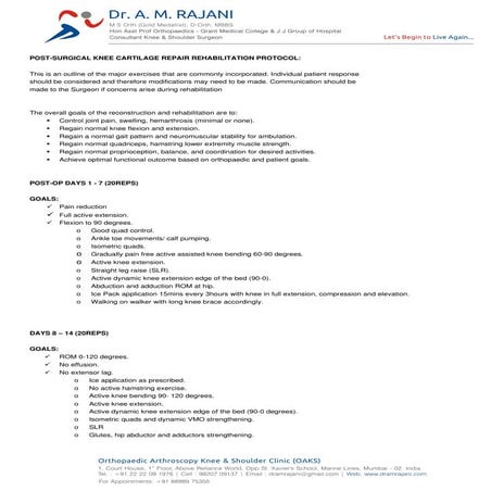 After cartilage-repair - POSTSURGICAL KNEE CARTILAGE REPAIR ...