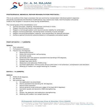 After meniscus-repair - POSTSURGICAL MENISCAL REPAIR REHABILITATION ...