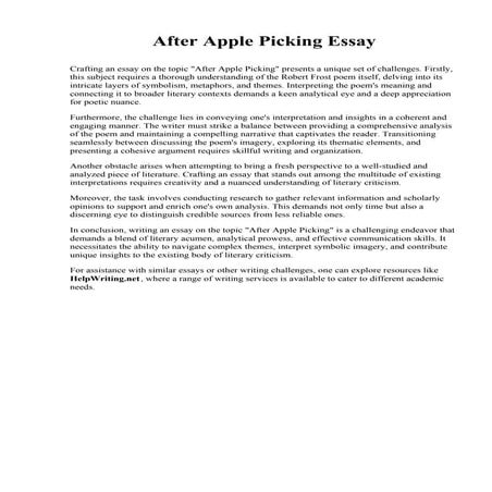 After Apple Picking Essay | PDF