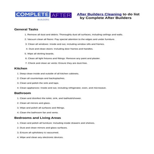 after builders cleaning to do list | PDF