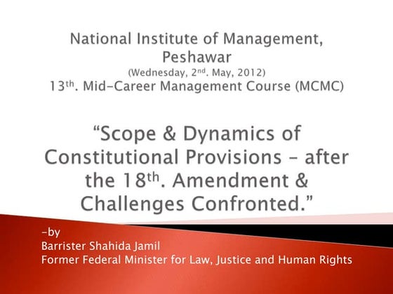 18th Amendment in the constitution of pakistan | PPTX | Civic affairs ...