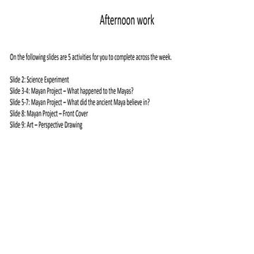 Afternoon work w.b. 01.06.20