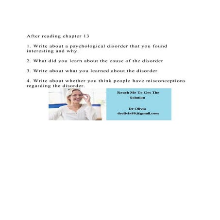 After reading chapter 131. Write about a psychological disor.docx